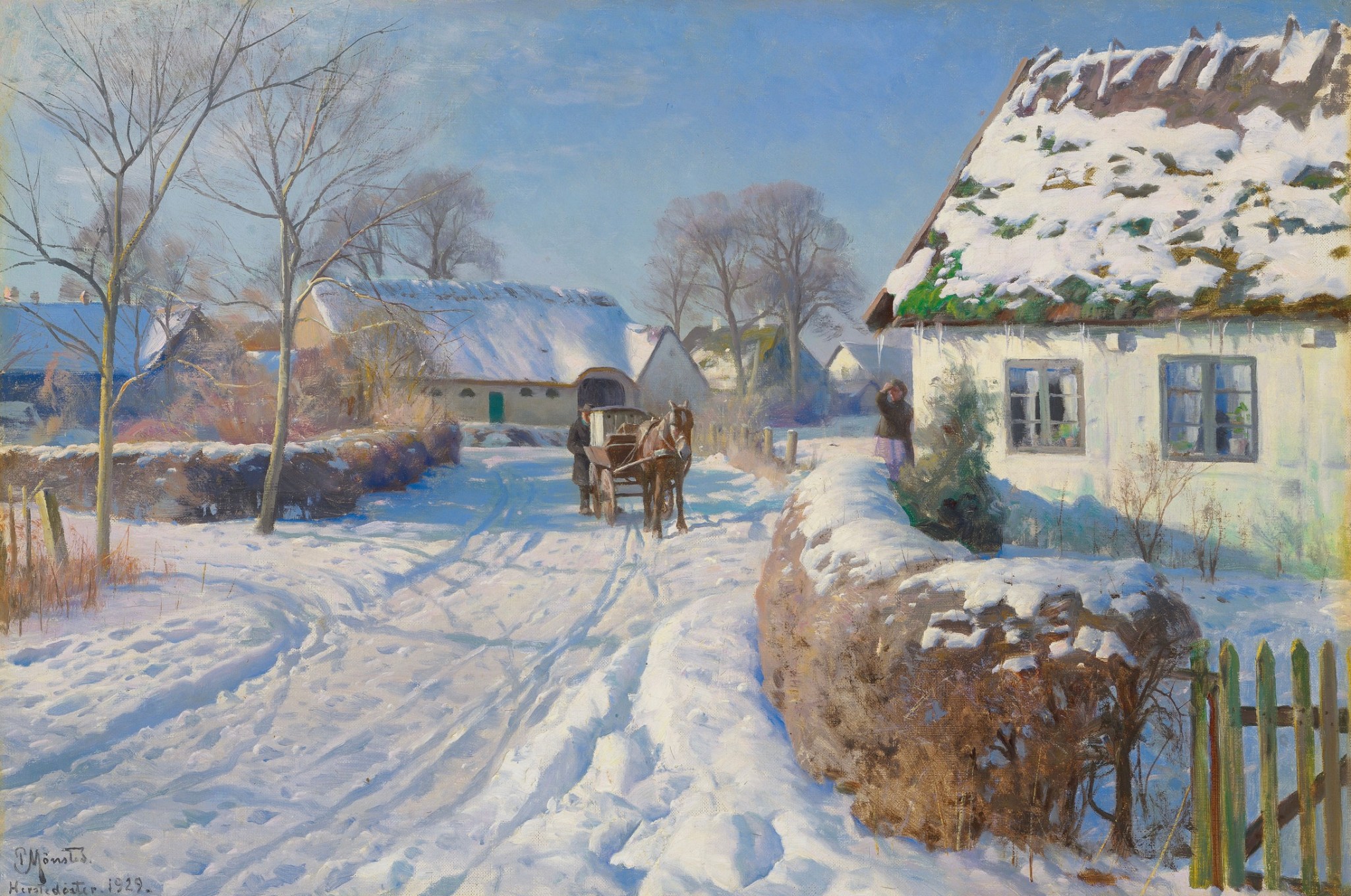 Peder Mork Monsted: A Village in the Snow – At Sunnyside – Where Truth ...